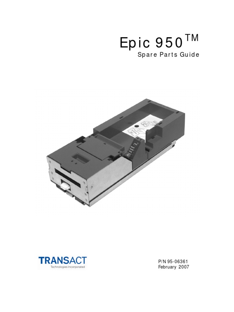 95-06360 REV. J INSERT-Epic 950 Spare Parts Guide | PDF | Printer ...