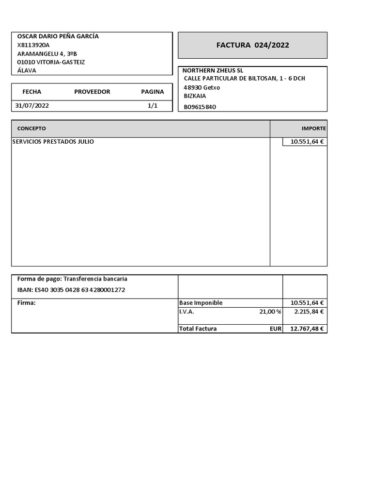 Factura 024 Northern Z JUL.31 | PDF