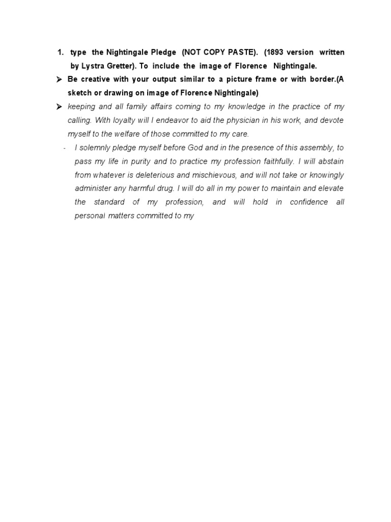 Type The Nightingale Pledge | PDF