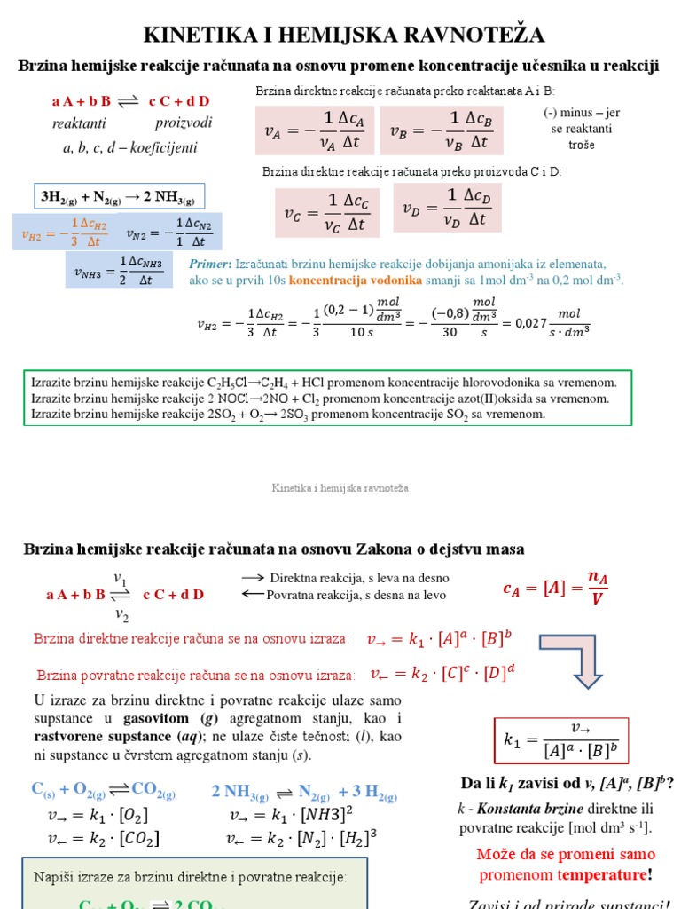 Brzina I Ravnoteža Hemijske Reakcije | PDF