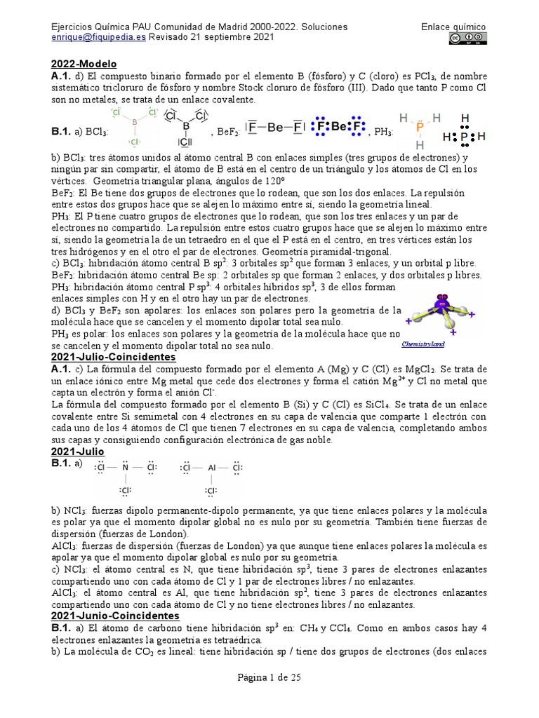 EnlaceQuimicoPropiedadesSustancias Soluc | PDF | Polaridad química | Enlace químico