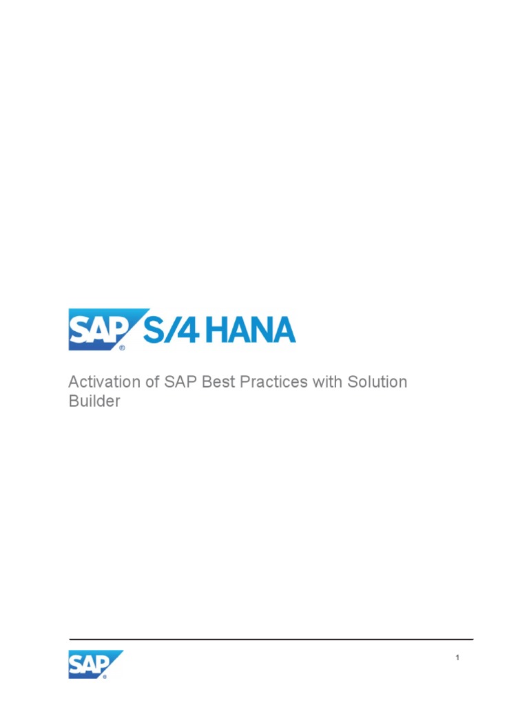 Activation Of Sap Best Practices With Solution Builder Pdf