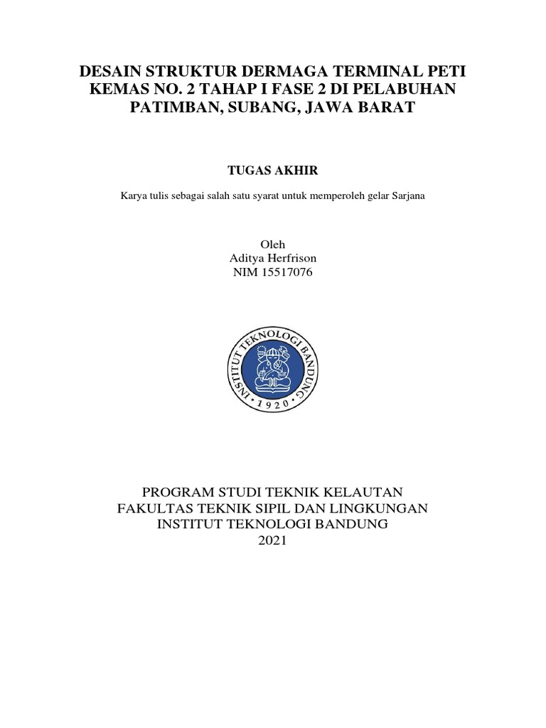 Desain Dermaga Terminal Peti Kemas Patimban | PDF