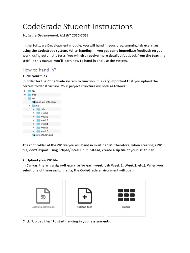 CodeGrade Student Instructions | PDF | Computer File | Zip (File Format)