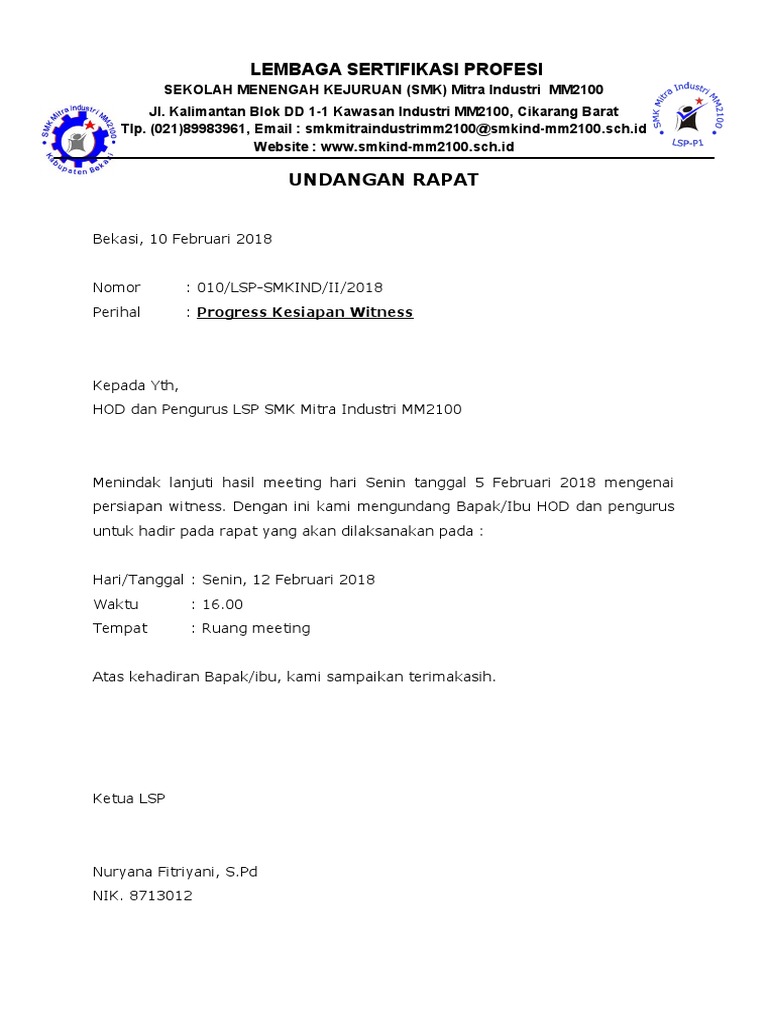 010 Undangan Rapat | PDF