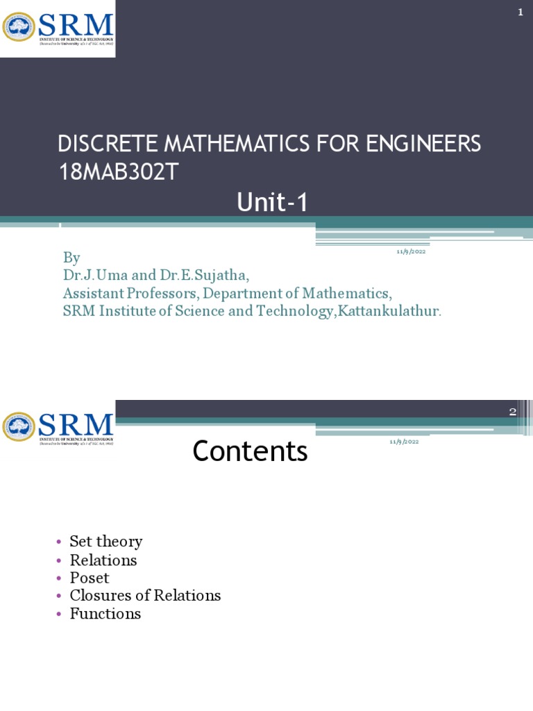 Unit-1 Discrete Mathematics | PDF | Set (Mathematics) | Mathematical Relations