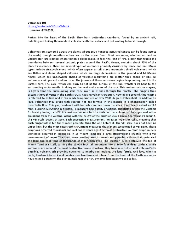 Volcanoes 101 | PDF | Volcano | Types Of Volcanic Eruptions