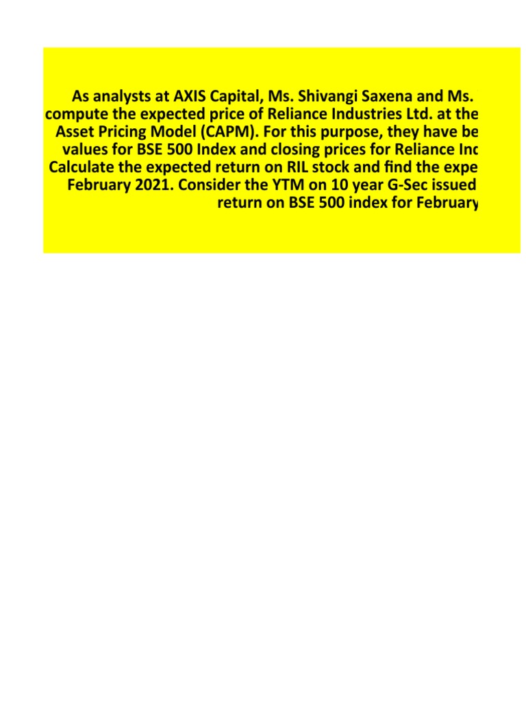 CAPM Numerical - With Formula | PDF | Variance | Capital Asset Pricing ...