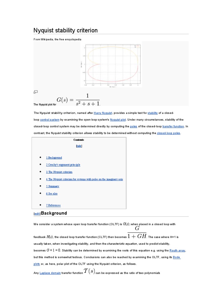 Nyquist Stability Criterion | PDF | Mathematical Analysis | Applied ...