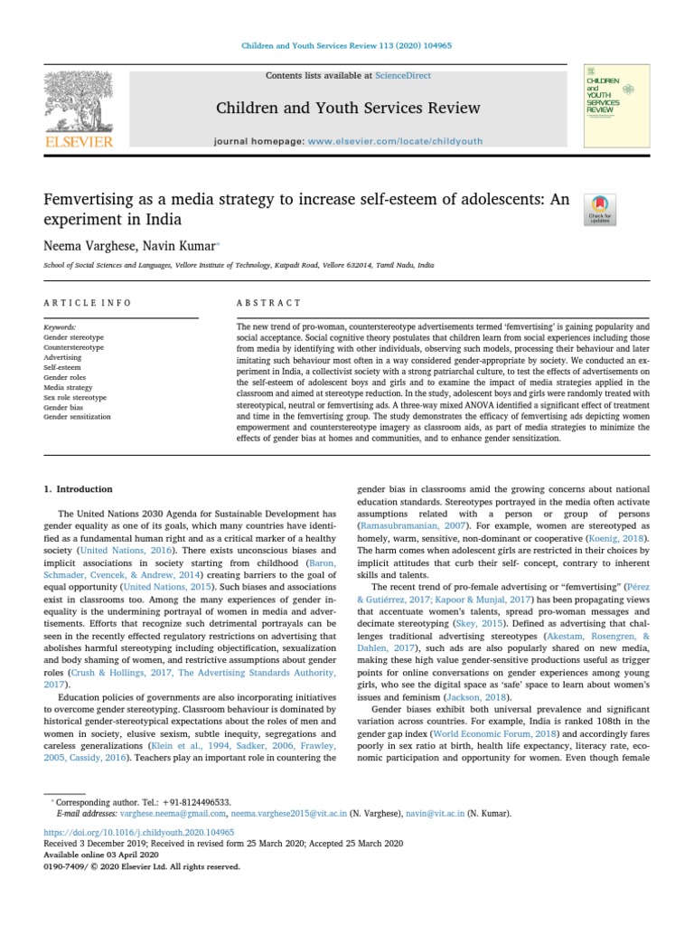 Femvertising As Media Strategy To Impact On Self Esteem On Young | PDF ...