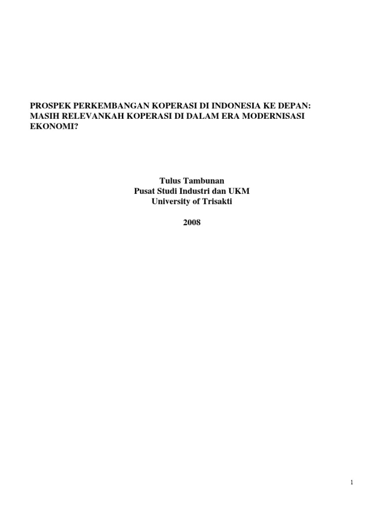 Adoc - Pub Prospek Perkembangan Koperasi Di Indonesia Ke Depa | PDF