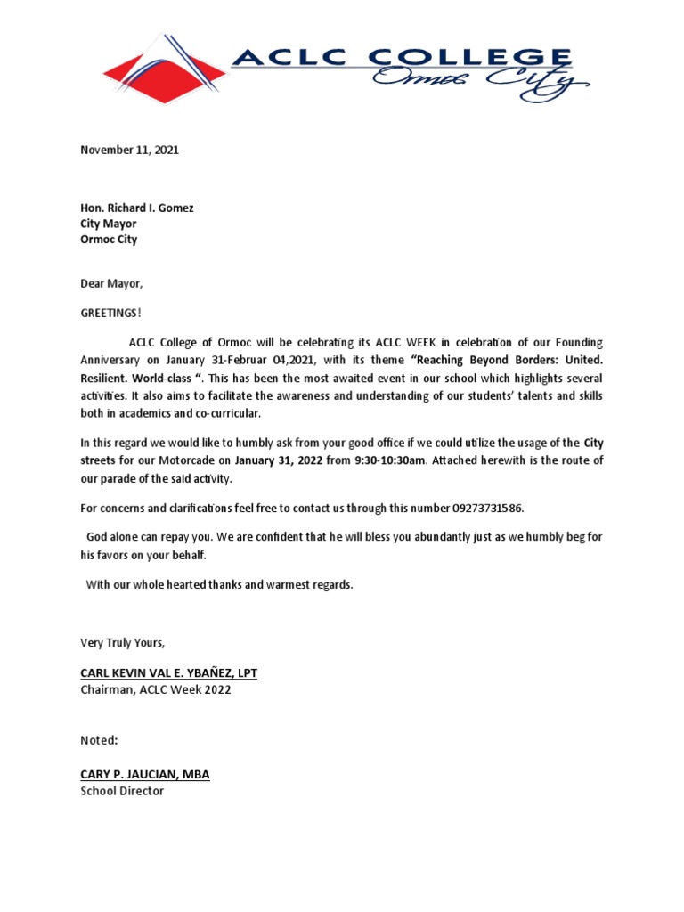 Letter For Parade | PDF