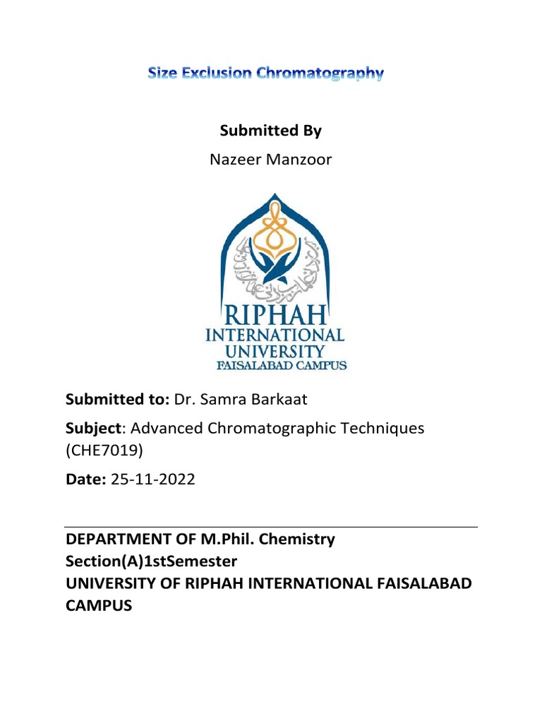 Size Exclusion Chromatography | PDF | Chromatography | High Performance Liquid Chromatography