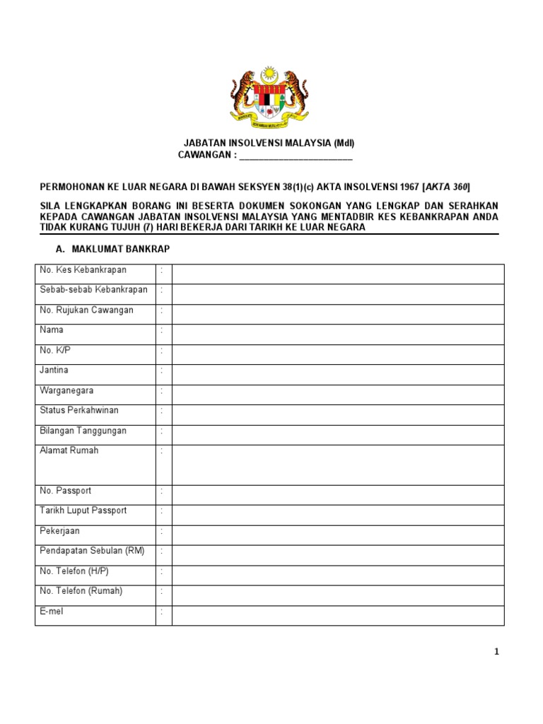Borang Permohonan Ke Luar Negara | PDF