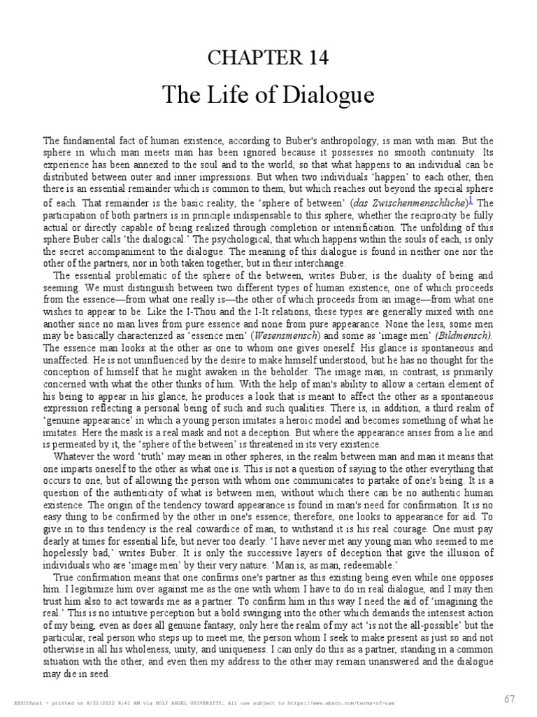 The Essence of Genuine Dialogue | PDF | Martin Buber | Dialogue