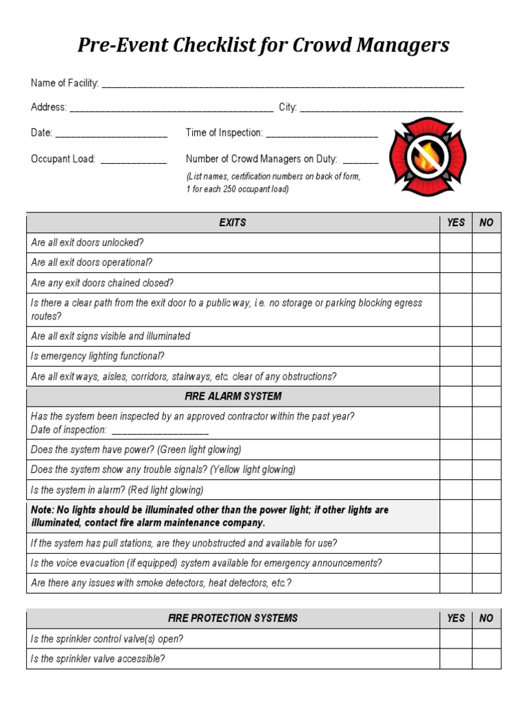Crowd Manager Pre-Event Guide | PDF | Fire Sprinkler System | Fires