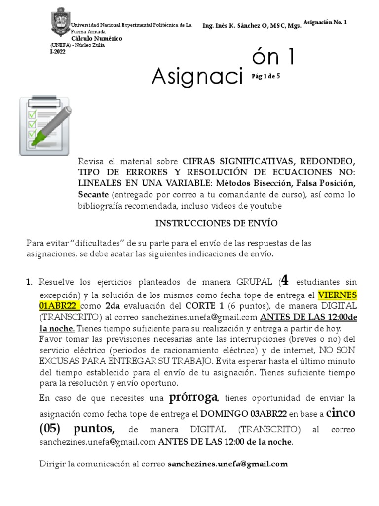Asig 1 UNEFA Periodo I-2022 | PDF | Análisis numérico | Algoritmos