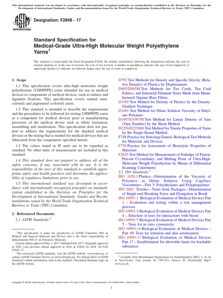 ASTM F2848-17 en-US | PDF | Medical Device | Yarn