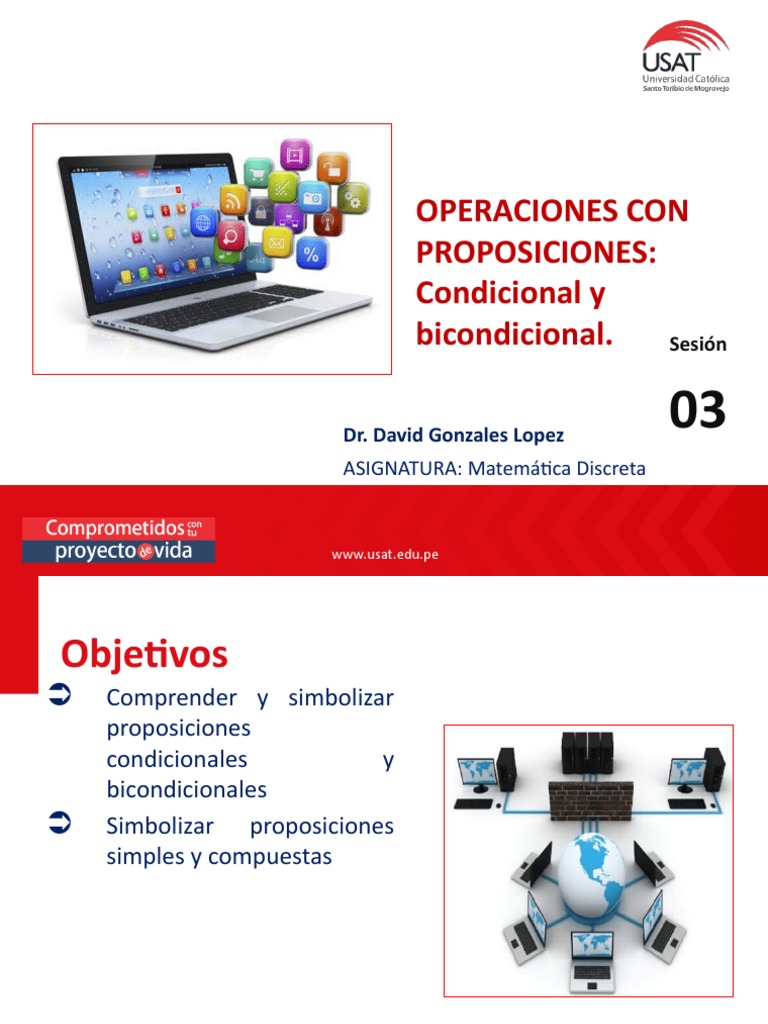 Sesión 03-Ppt - Operaciones - Condicional y Bicondicional. | PDF | Si y solo si | Proposición