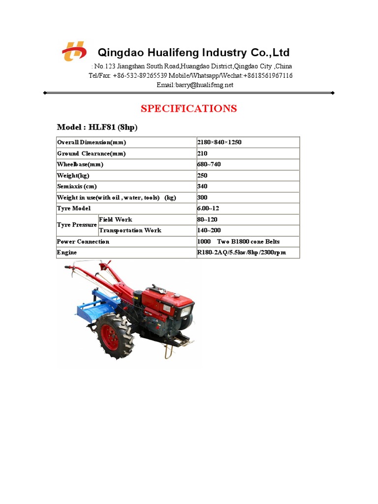 Walking Tractor Catalogue With DF-HLF | PDF | Plough | Tire