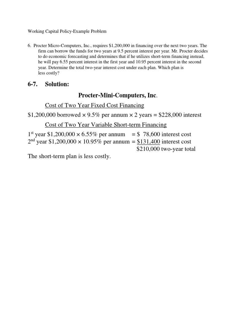 Working Capital Policy Example Problem M | PDF | Interest | United ...