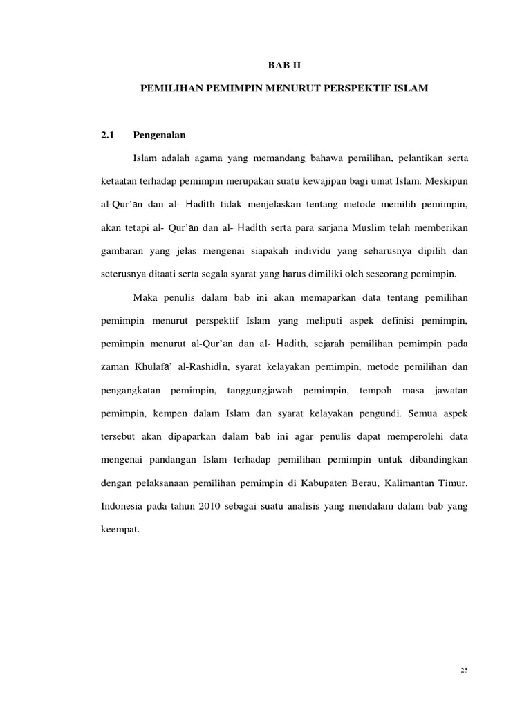 Pemilihan Pemimpin Menurut Perspektif Islam | PDF