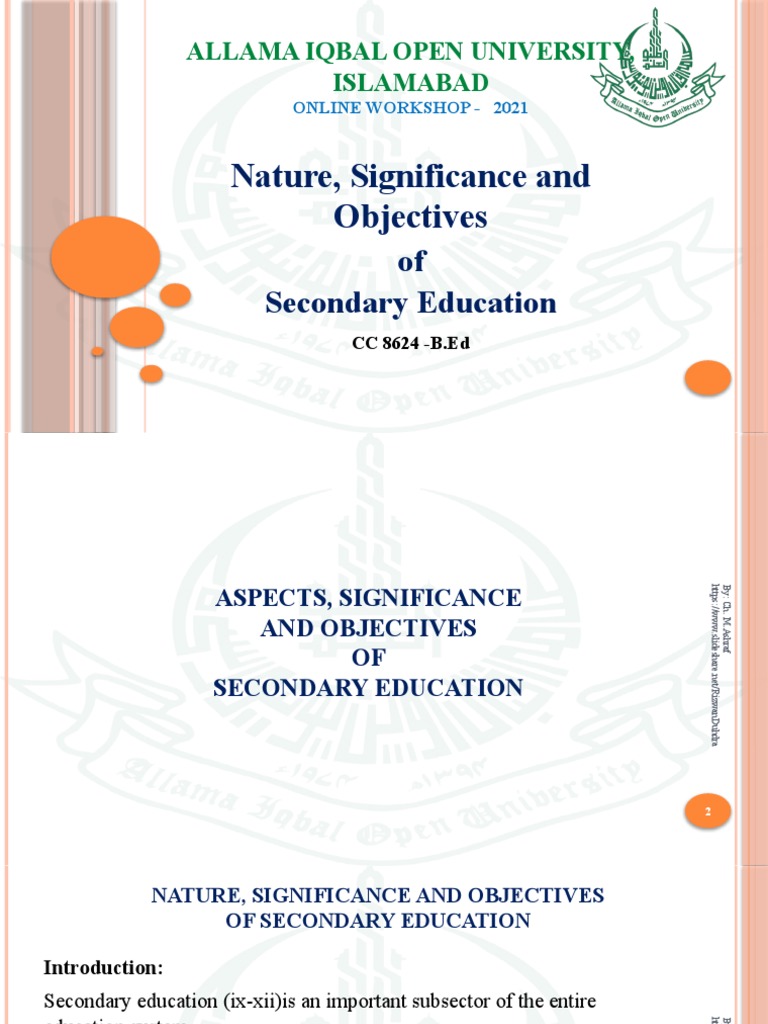 1 Nature, Significance and Objectives of Secondary Education | PDF ...