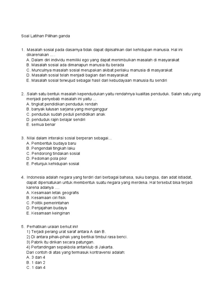 Soal Latihan Pilihan Ganda | PDF