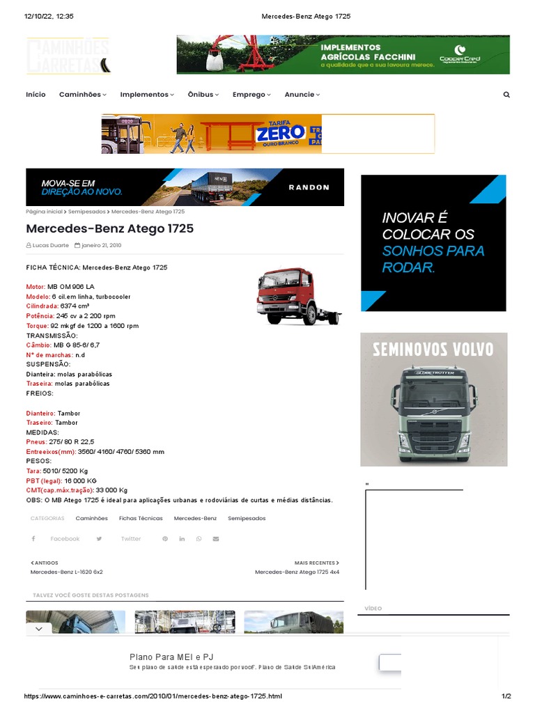 Mercedes-Benz Atego 1725 | PDF | Tecnologia de veículos | Veículos
