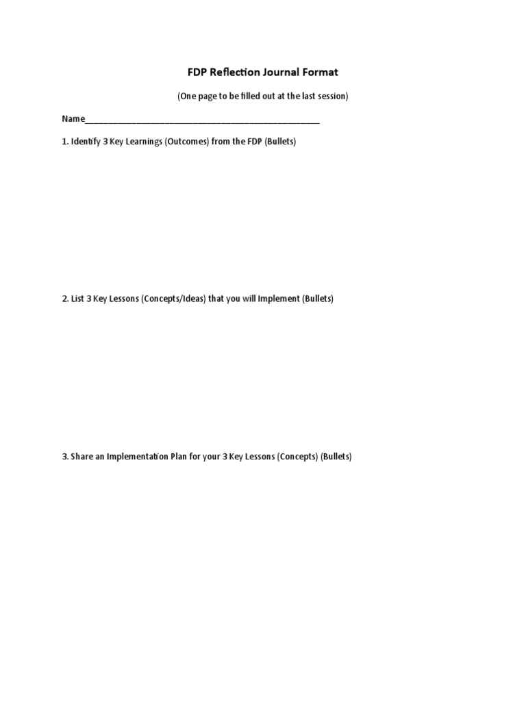 FDP Reflection Journal Format | PDF