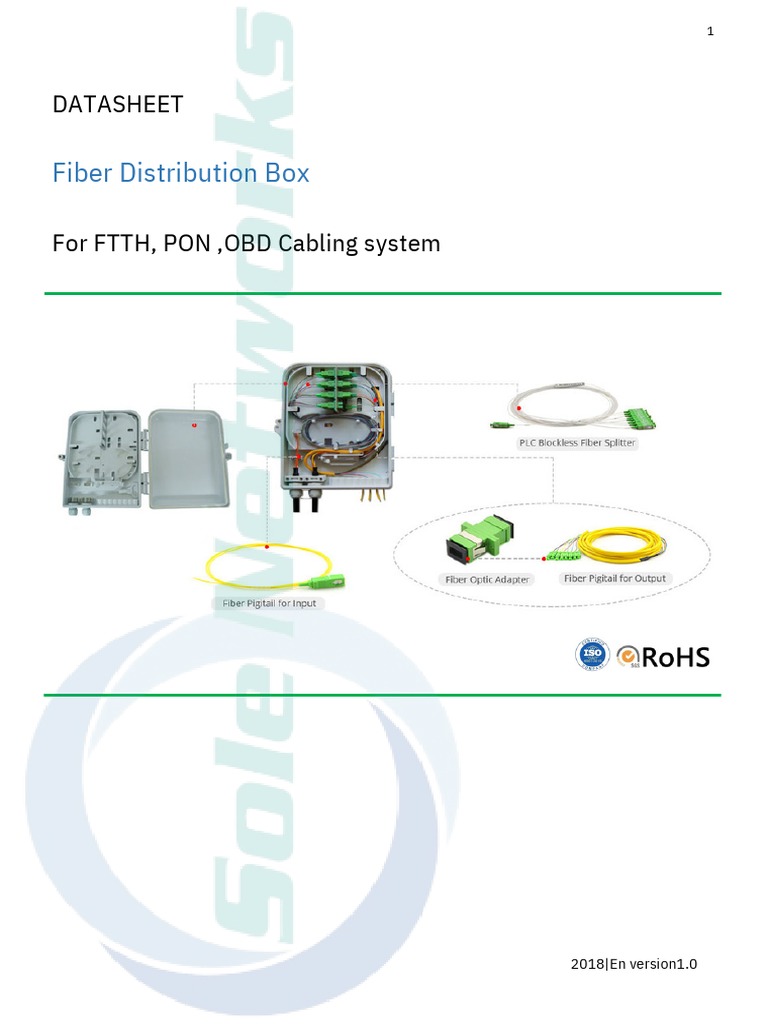 Sole Networks - Fiber Distribution Box Datasheet | PDF | Optical Fiber ...