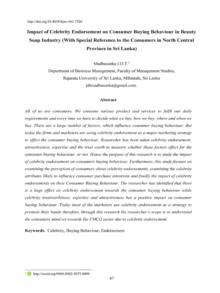 Impact of Celebrity Endorsement On Consumer Buying | PDF | Consumer ...