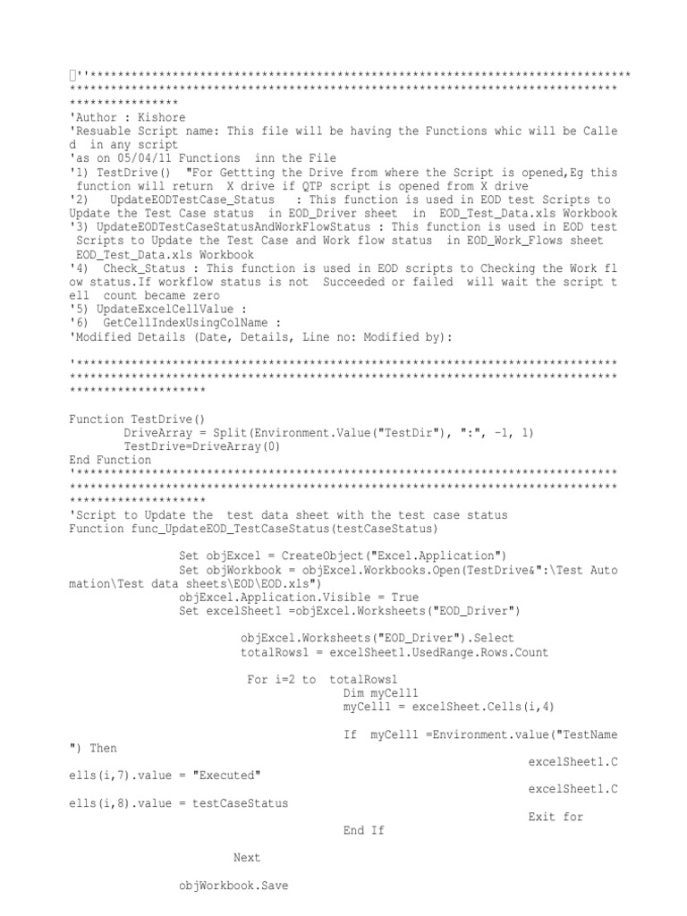 Qtp Common Functions Pdf Parameter Computer Programming