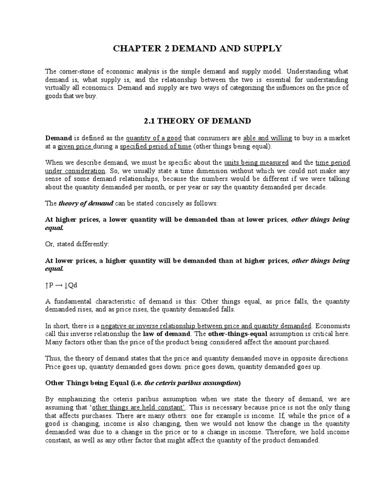 Chapter 2 Demand and Supply | PDF | Supply And Demand | Supply (Economics)