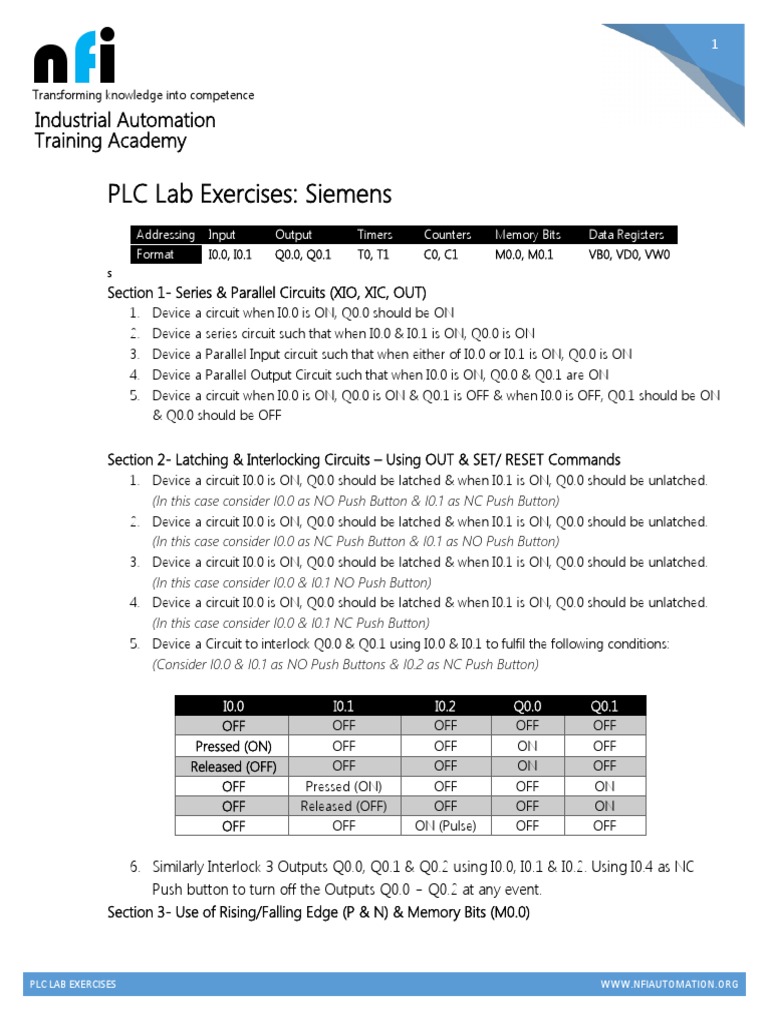 PLC Basic Exercises For Siemens | PDF | Computer Architecture | Computer Science