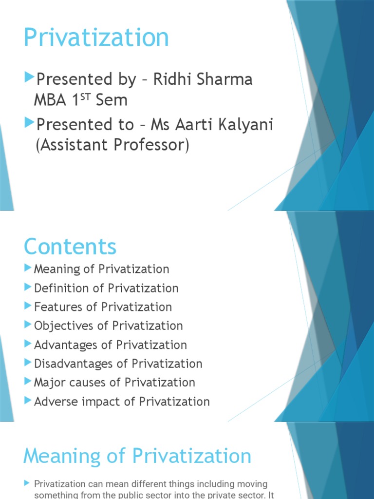 Privatization: Meaning, Features, Pros & Cons | PDF | Privatization ...