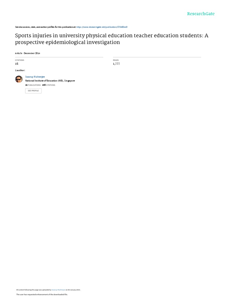 Sports Injuries in Physical Education Teacher Education Students | PDF ...