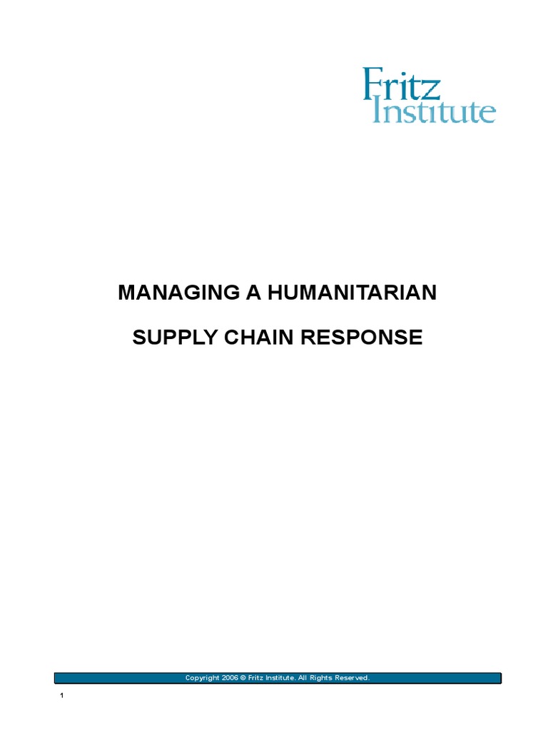 Managing A Humanitarian Supply Chain Response | PDF | Supply Chain ... Managing A Humanitarian Supply Chain Response | PDF | Supply Chain ...