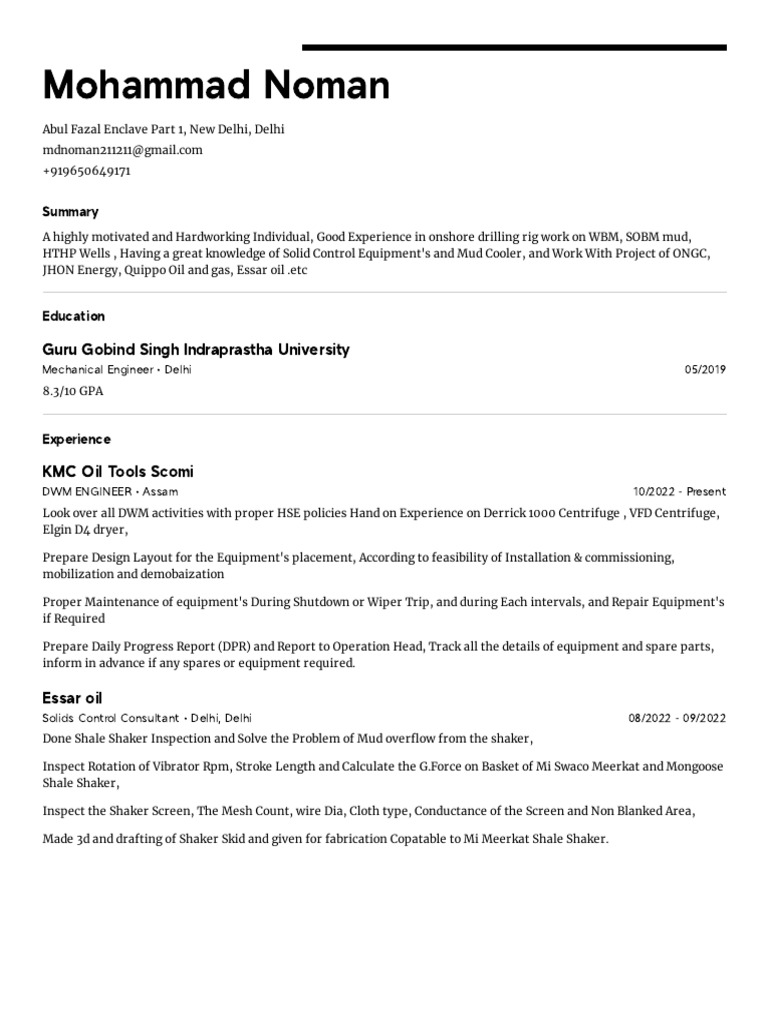 Mohammad Resume | PDF | Pump