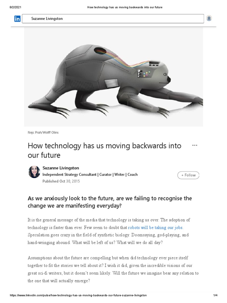 How Technology Has Us Moving Backwards Into Our Future | PDF | Social ...
