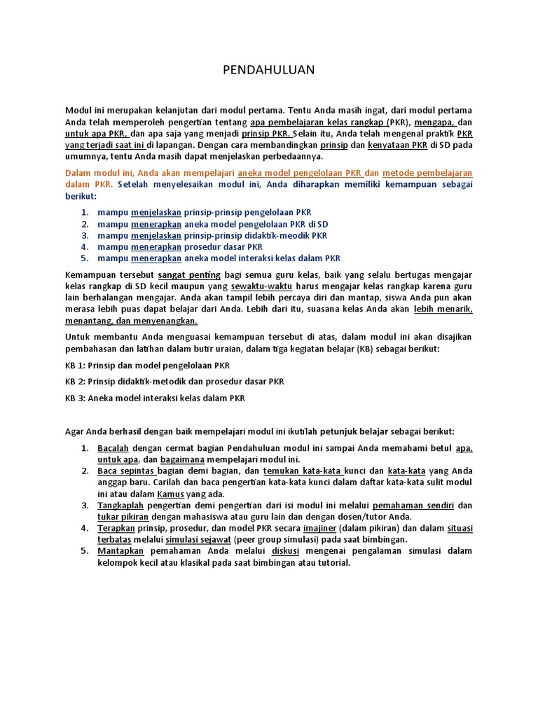 Contoh PENDAHULUAN (Modul) | PDF
