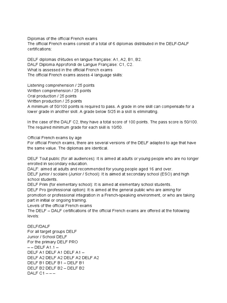 Difference Between DELF and DALF | PDF