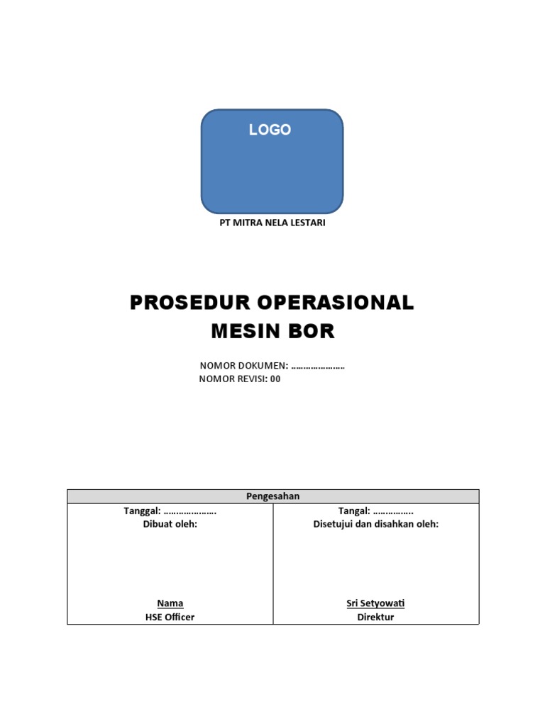 Prosedur Operasional Mesin Bor | PDF