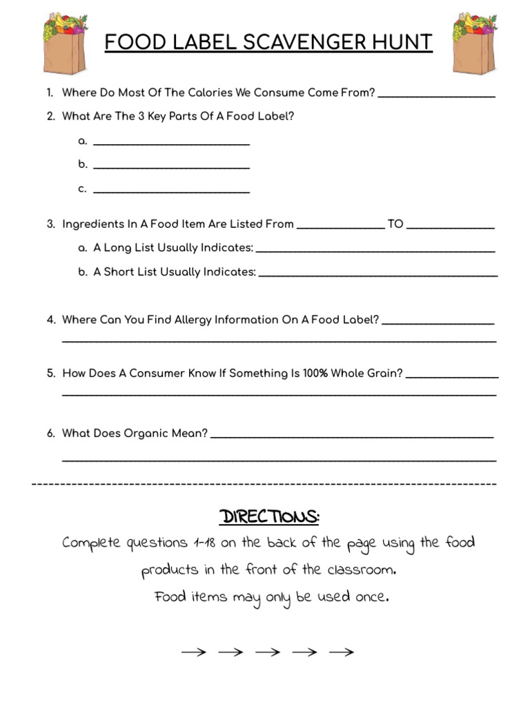 Food Label Scavenger Hunt 1 | PDF | Foods | Whole Grain