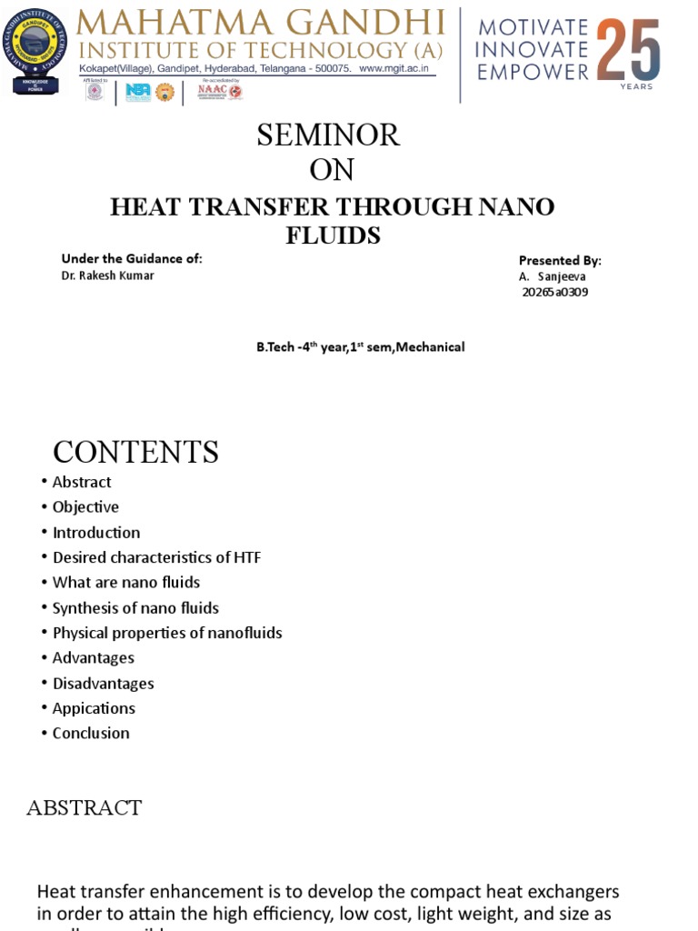 Heat Transfer Through Nano Fluids 2-4 | PDF | Heat Transfer | Nanoparticle
