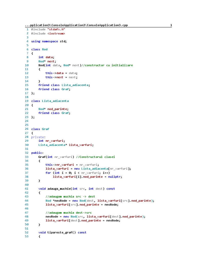 C++ Graph Implementation Example | PDF