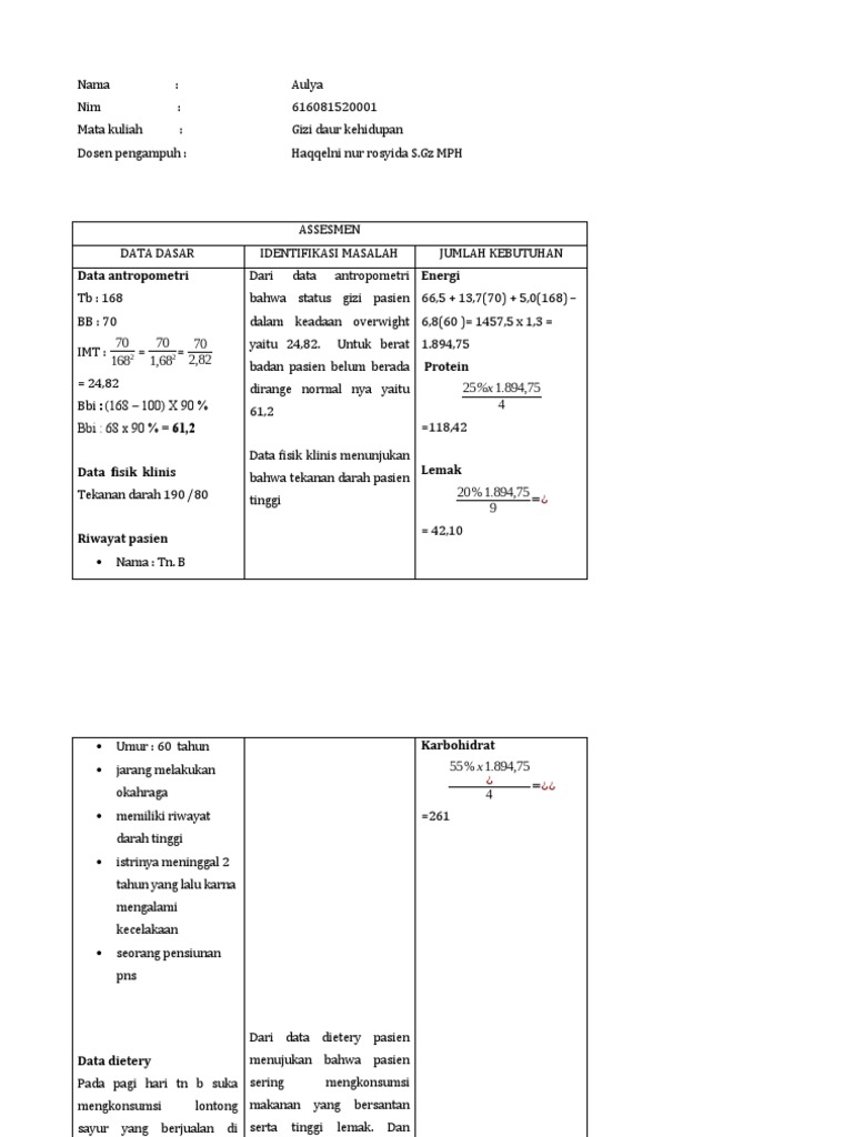 Aulyaa - 616081520001 - Gizi Daur Kehidupan - Gizi Pada Lansia | PDF