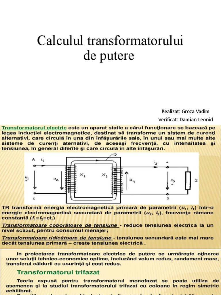 Calculul Transformatorului de Putere | PDF