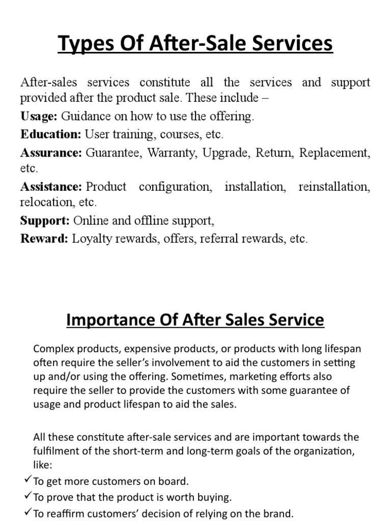 Essential After-Sale Services Explained | PDF | Career & Growth | Business