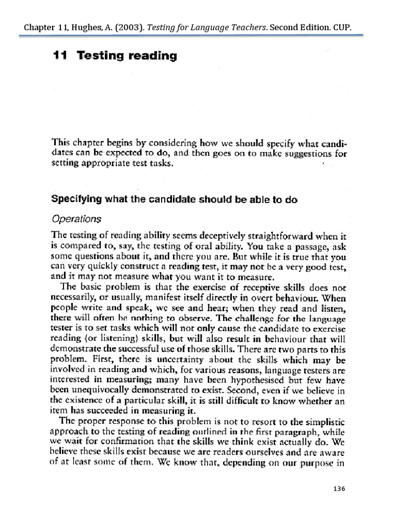 Testing For Language Teachers - Chapter 11 | PDF